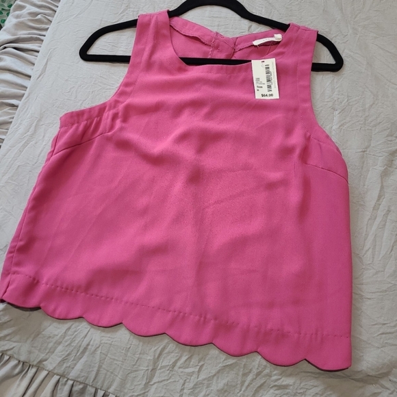 Lush | Tops | Nwt Lush Pink Cropped Tank With Scalloped Hem Detail ...